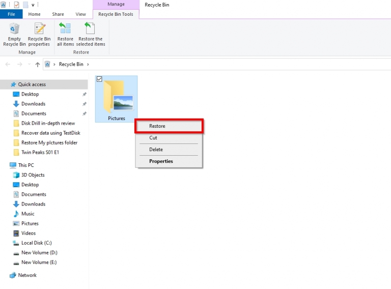 How to Restore My Pictures Folder and Its Files on Windows 10